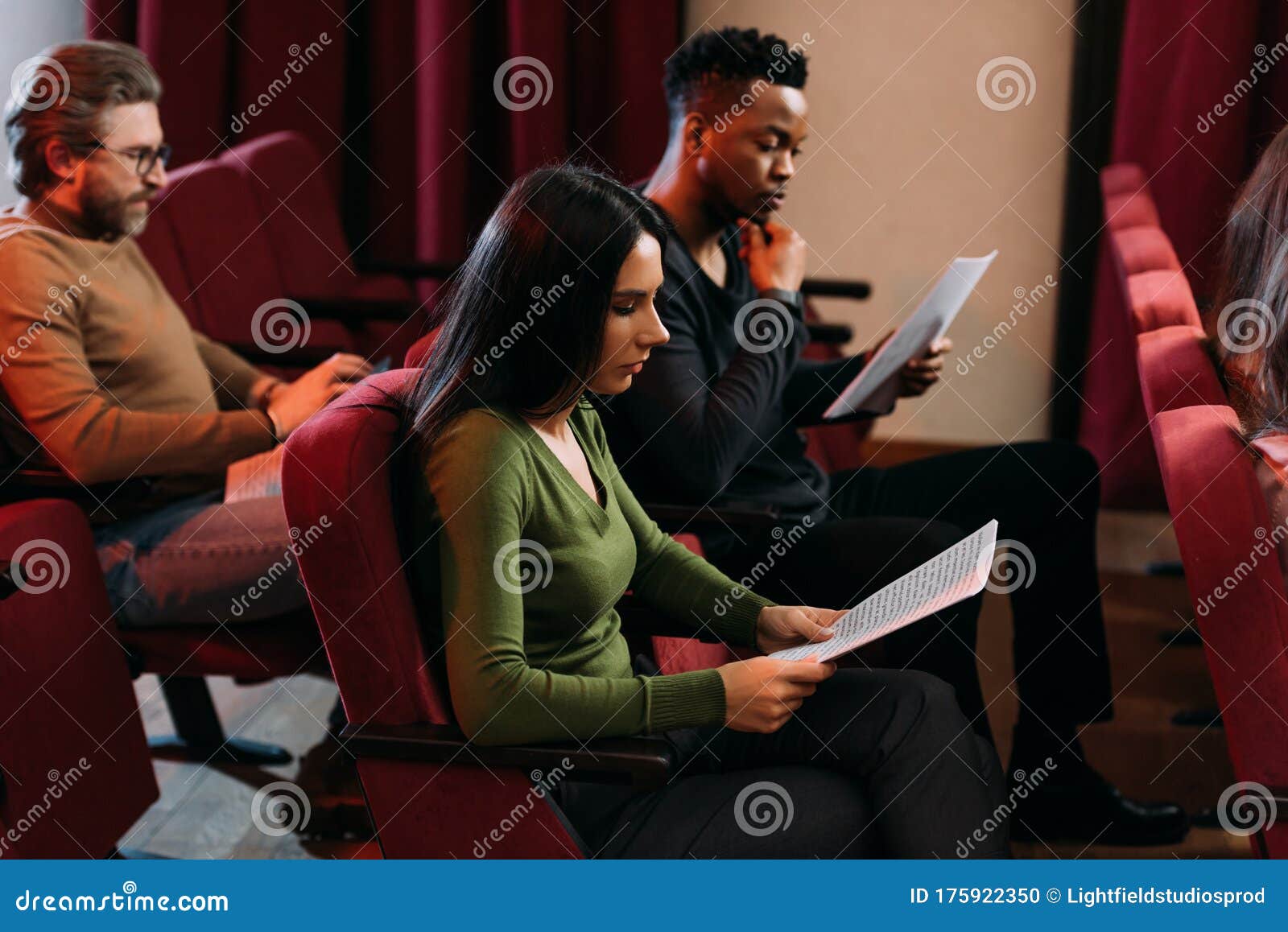 Actors and Actress Reading Scripts in Stock Photo - Image of audition ...