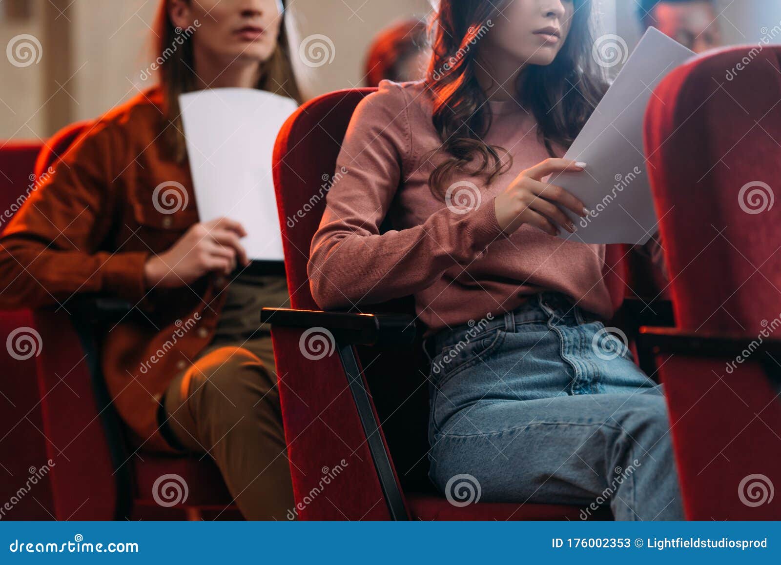 Actors and Actress Reading Scripts in Stock Image - Image of actress ...