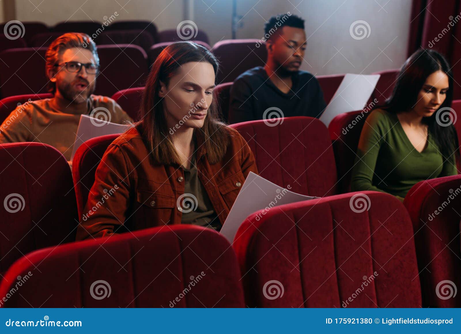 Actors and Actress Reading Scripts in Stock Photo - Image of rehearsing ...