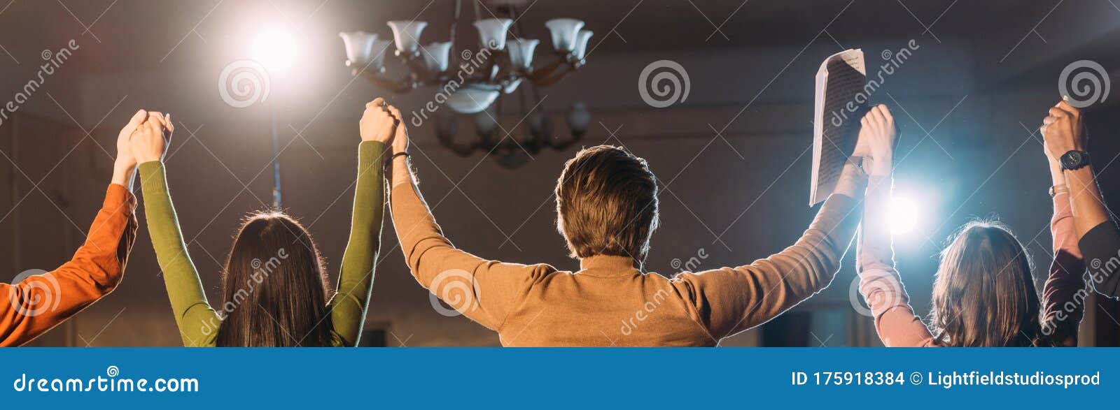 Actors and Actresses with Hands Up Stock Photo - Image of entertainment ...