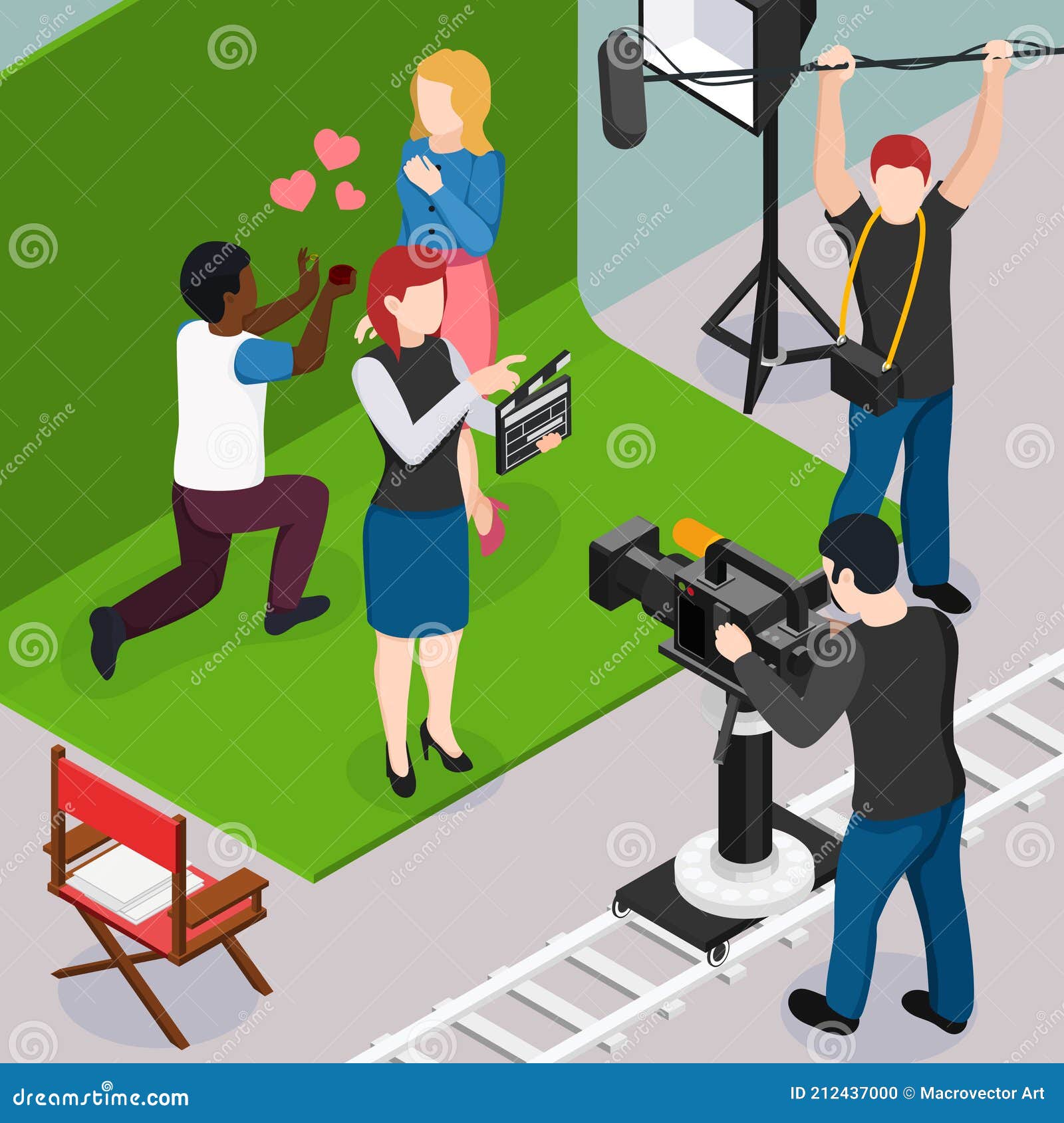 Making Romantic Movie Isometric Composition Stock Vector - Illustration ...
