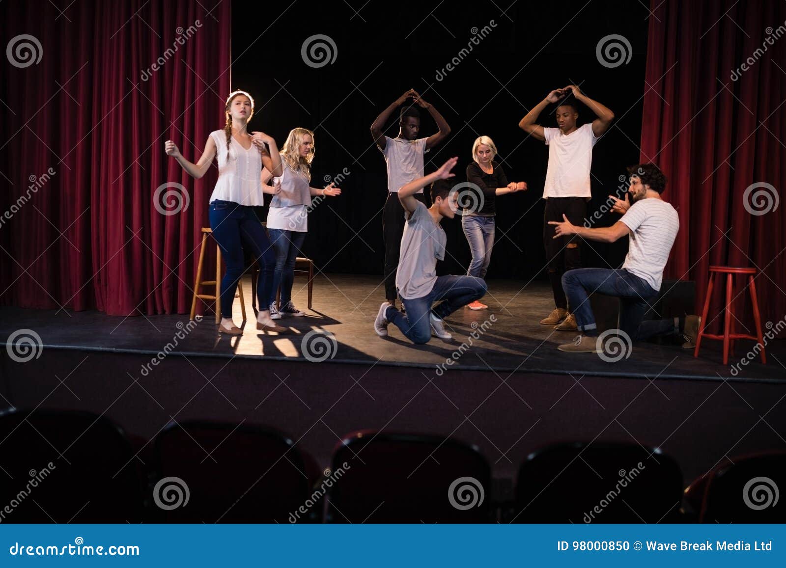 Actors Practicing Play on Stage Stock Photo - Image of actor, acting ...