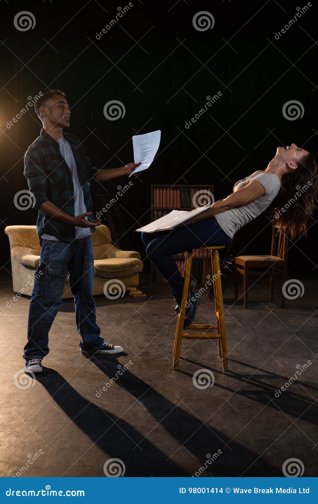 Actors Practicing Play on Stage Stock Photo - Image of mature, cinema ...