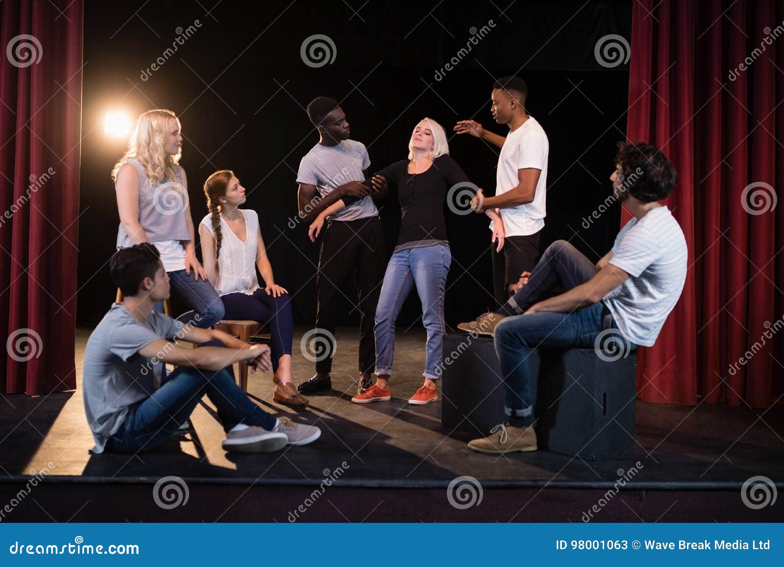 Actors Practicing Play on Stage Stock Image - Image of medium ...