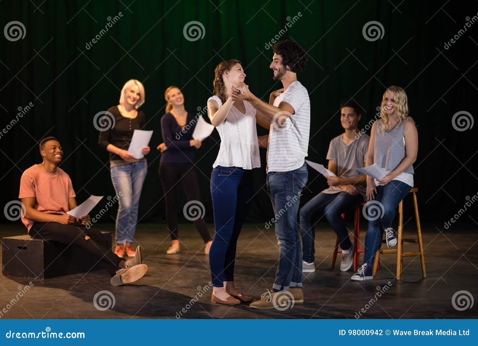 Actors Practicing Play on Stage Stock Photo - Image of acting ...