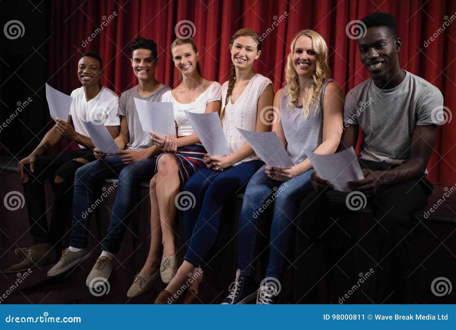 Actors Reading Their Scripts on Stage Stock Image - Image of modern ...