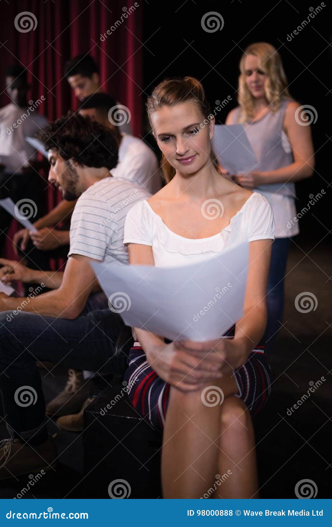 Actors Reading Their Scripts on Stage Stock Photo - Image of actors ...