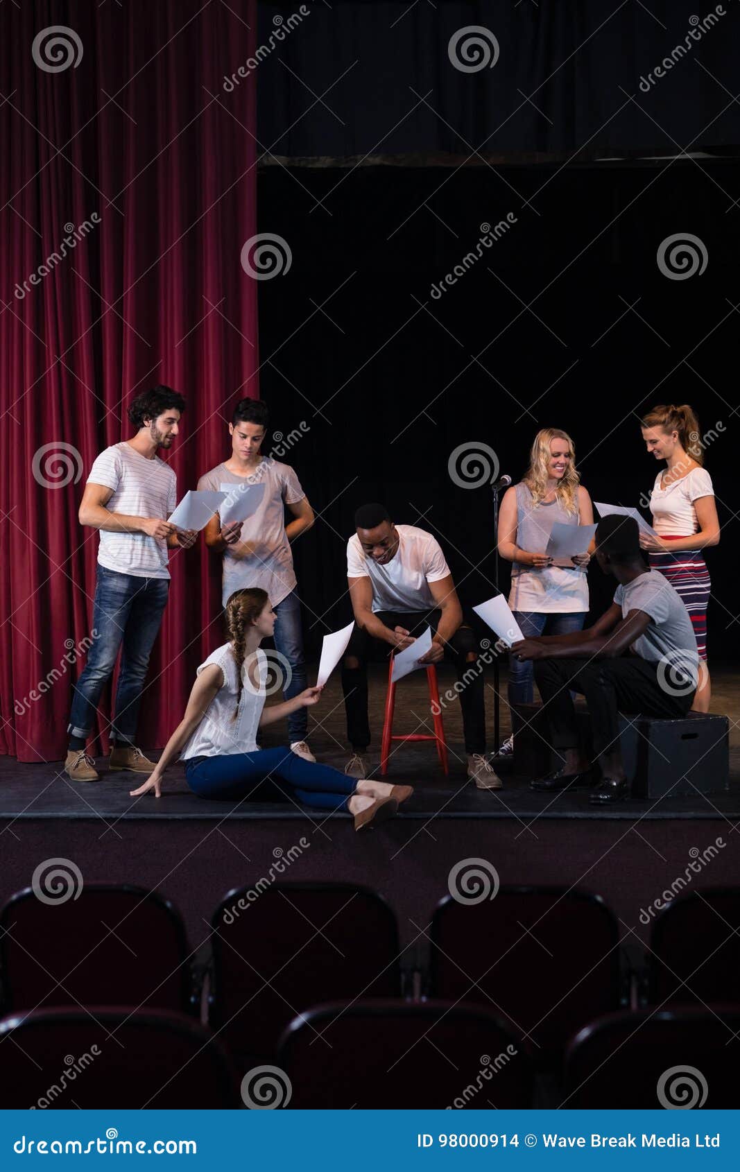 Actors Reading Their Scripts on Stage Stock Photo - Image of acting ...
