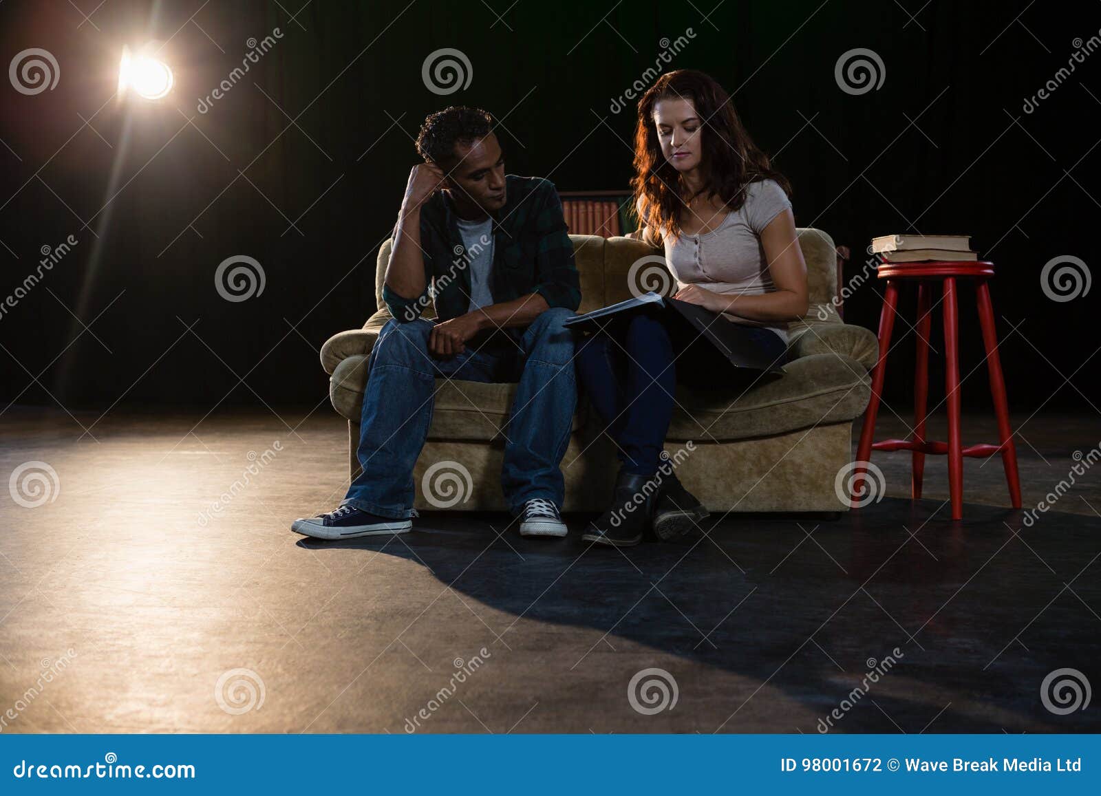 Actors Reading Their Scripts on Stage Stock Photo - Image of actor ...