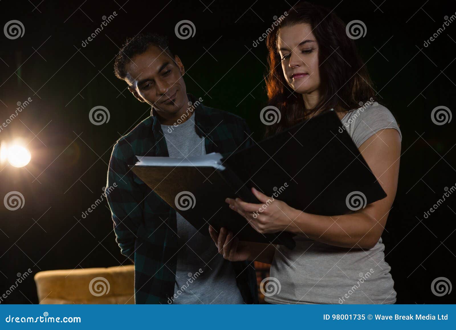 Actors Reading Their Scripts on Stage Stock Image - Image of modern ...