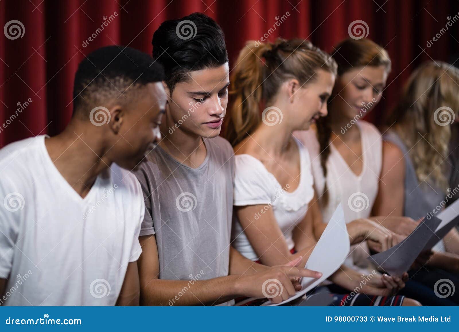 Actors Reading Their Scripts on Stage Stock Image - Image of modern ...
