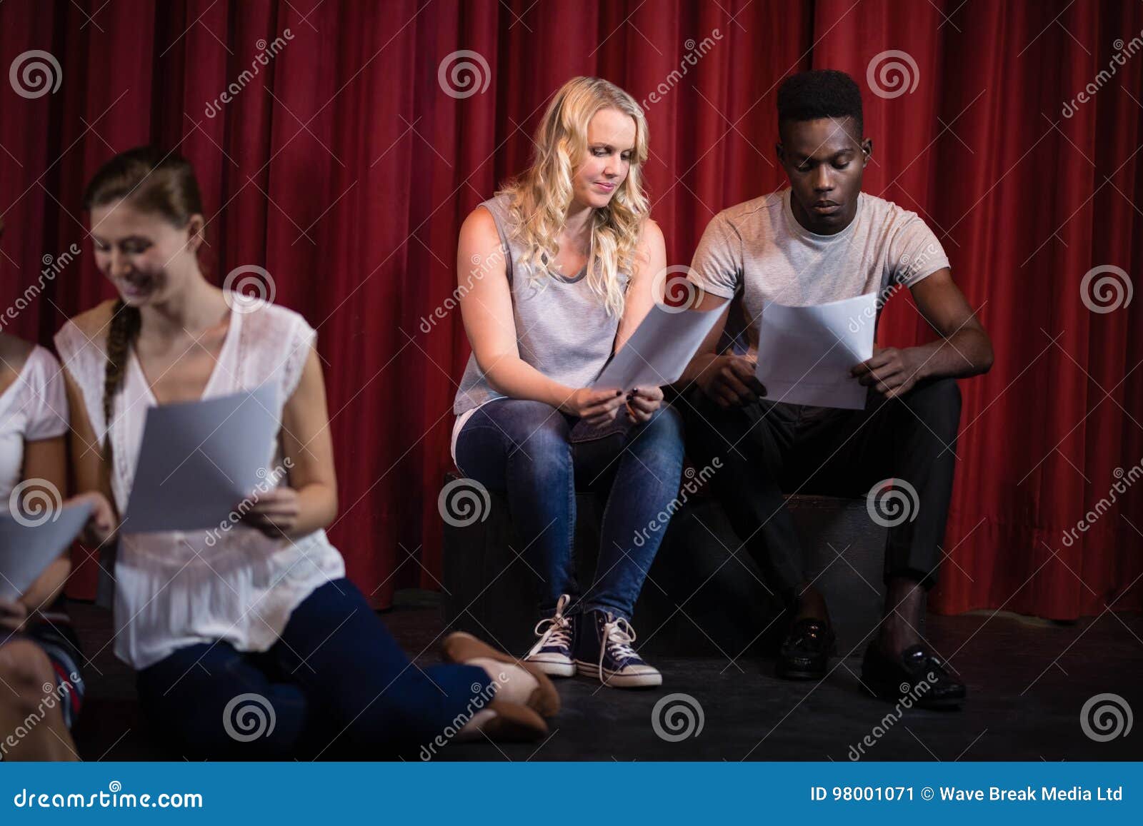 Actors Reading Their Scripts on Stage Stock Image - Image of cinema ...