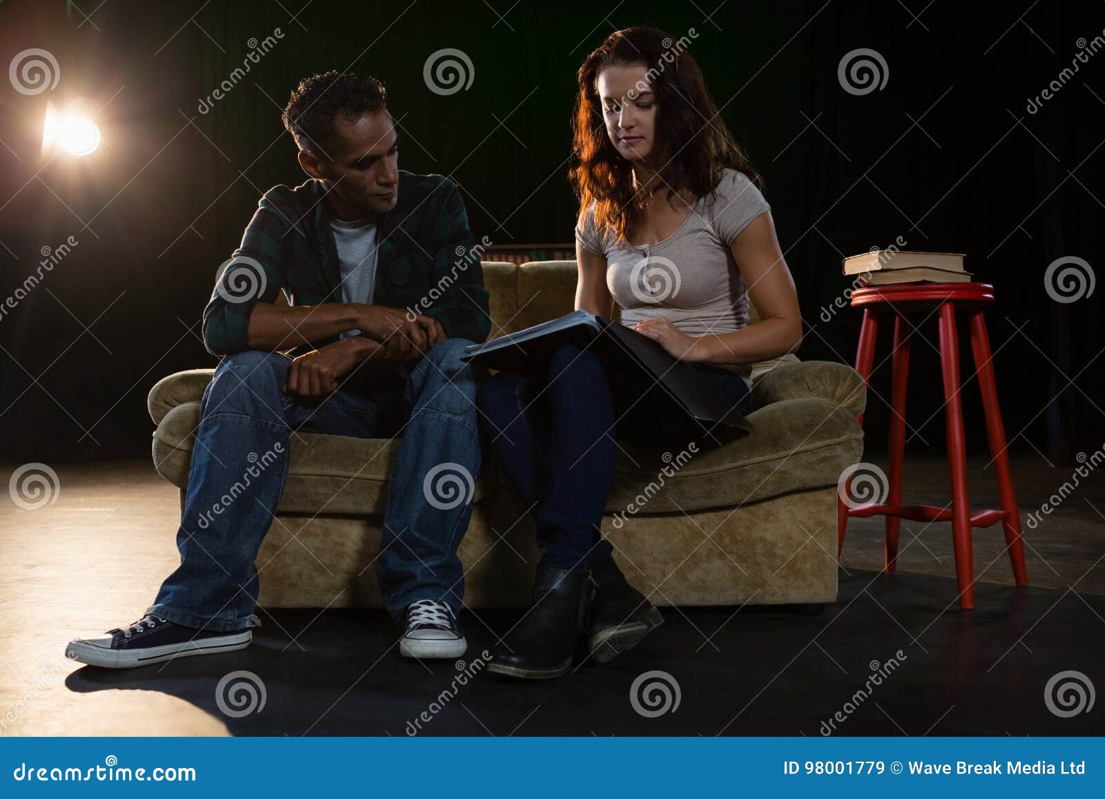 Actors Reading Their Scripts on Stage Stock Image - Image of lifestyle ...