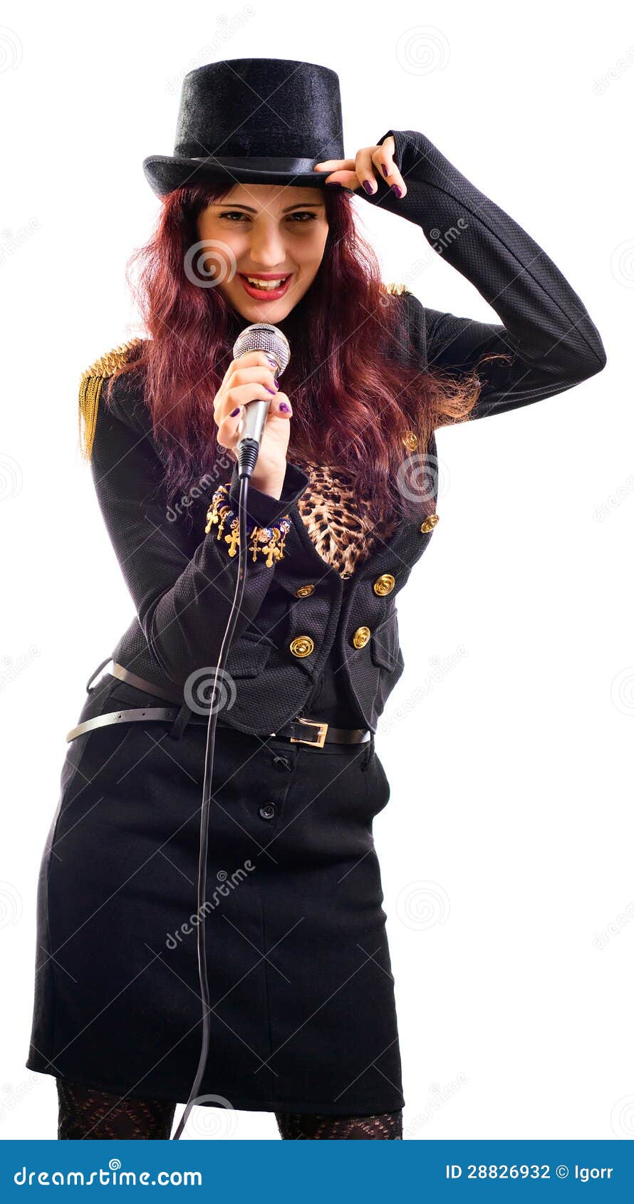 Actress with microphone stock photo. Image of expression - 28826932