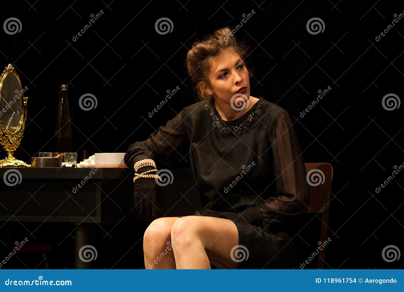 Actress acting on stage stock photo. Image of interior - 118961754