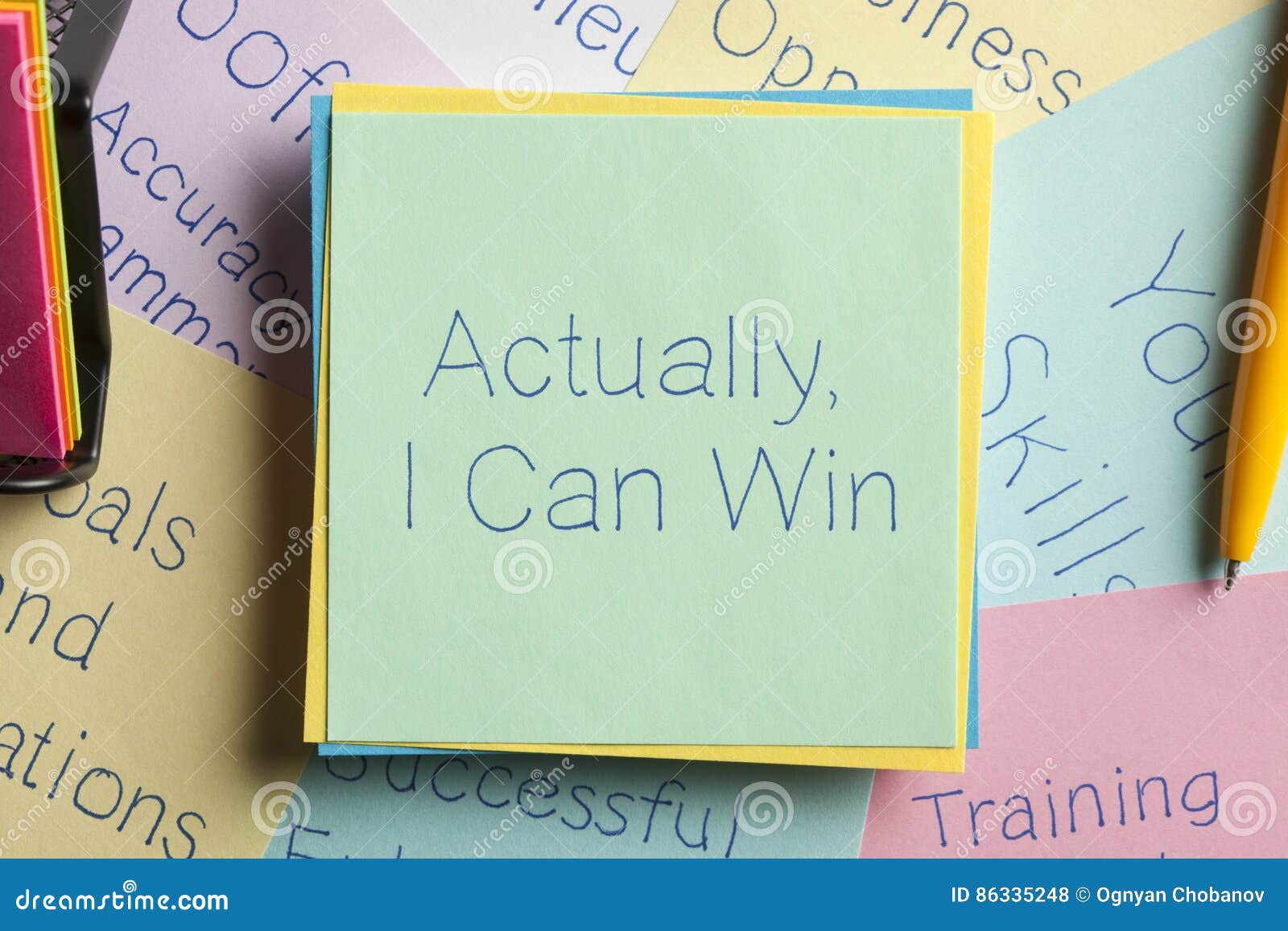 Actually, I Can Win Written on a Note Stock Photo - Image of office ...