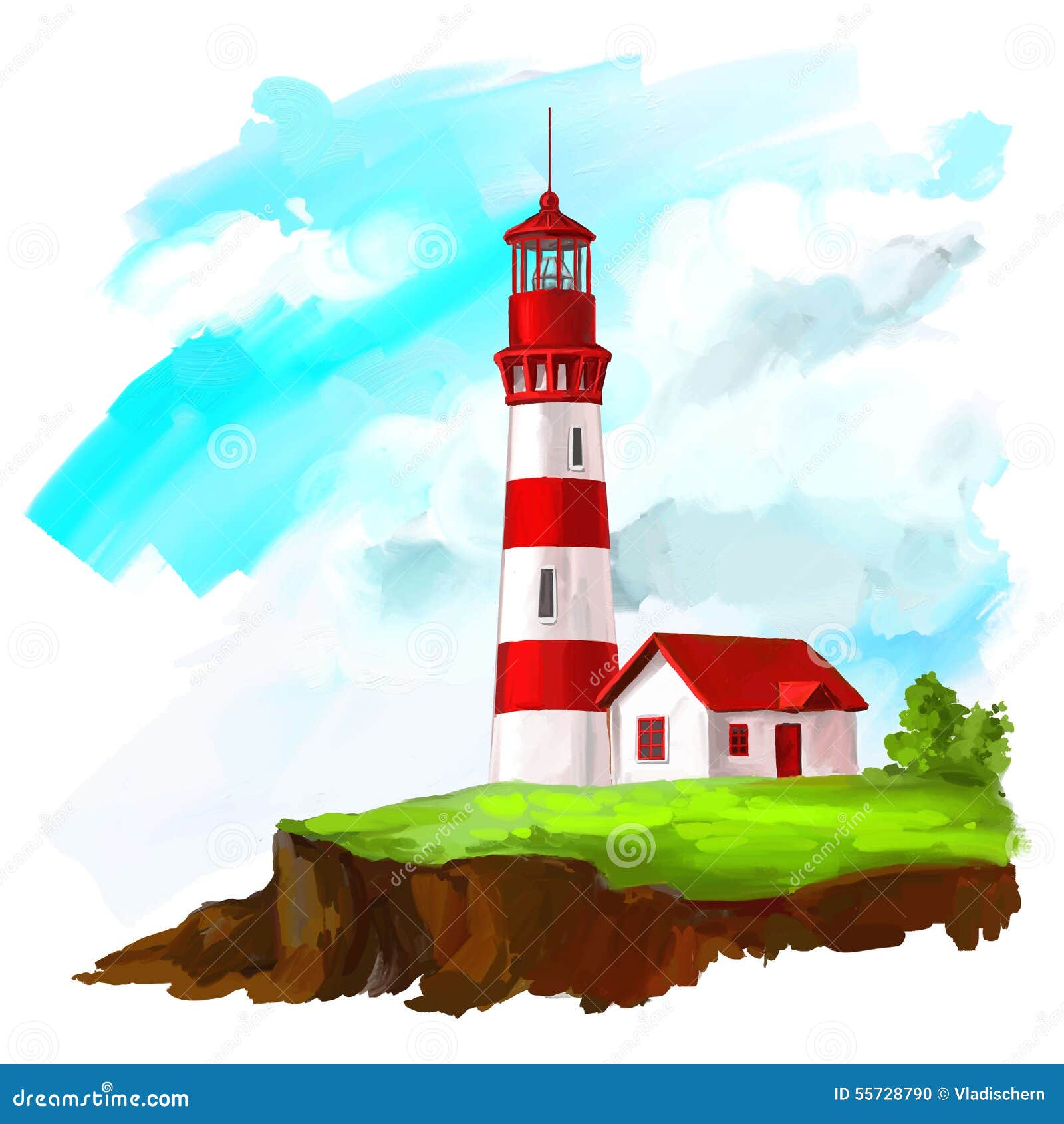 Acuarela Pintada Ejemplo Del Vector Del Faro Ilustración del Vector ...