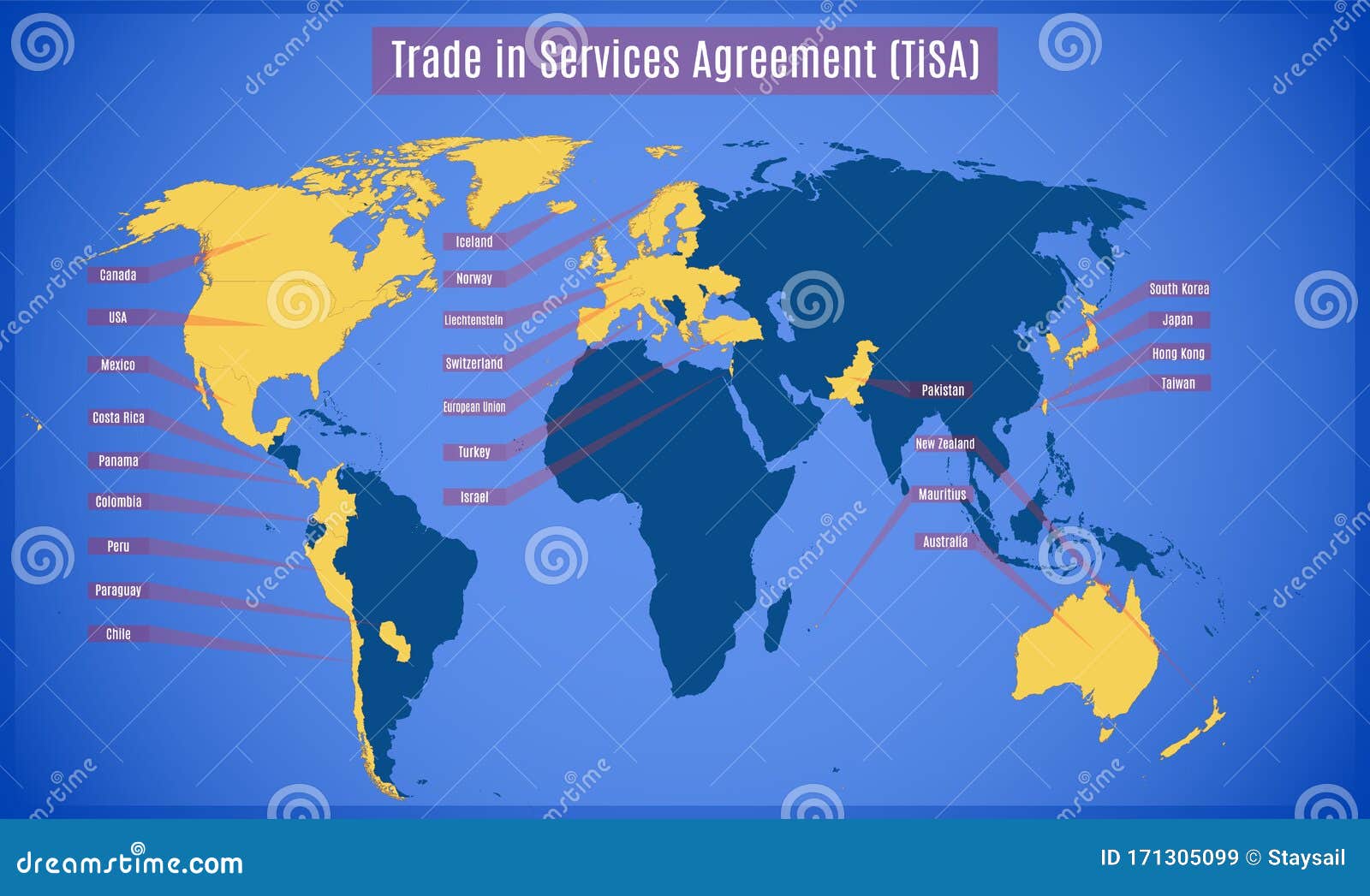 Acuerdo Sobre El Comercio De Servicios TiSA Ilustración del Vector ...