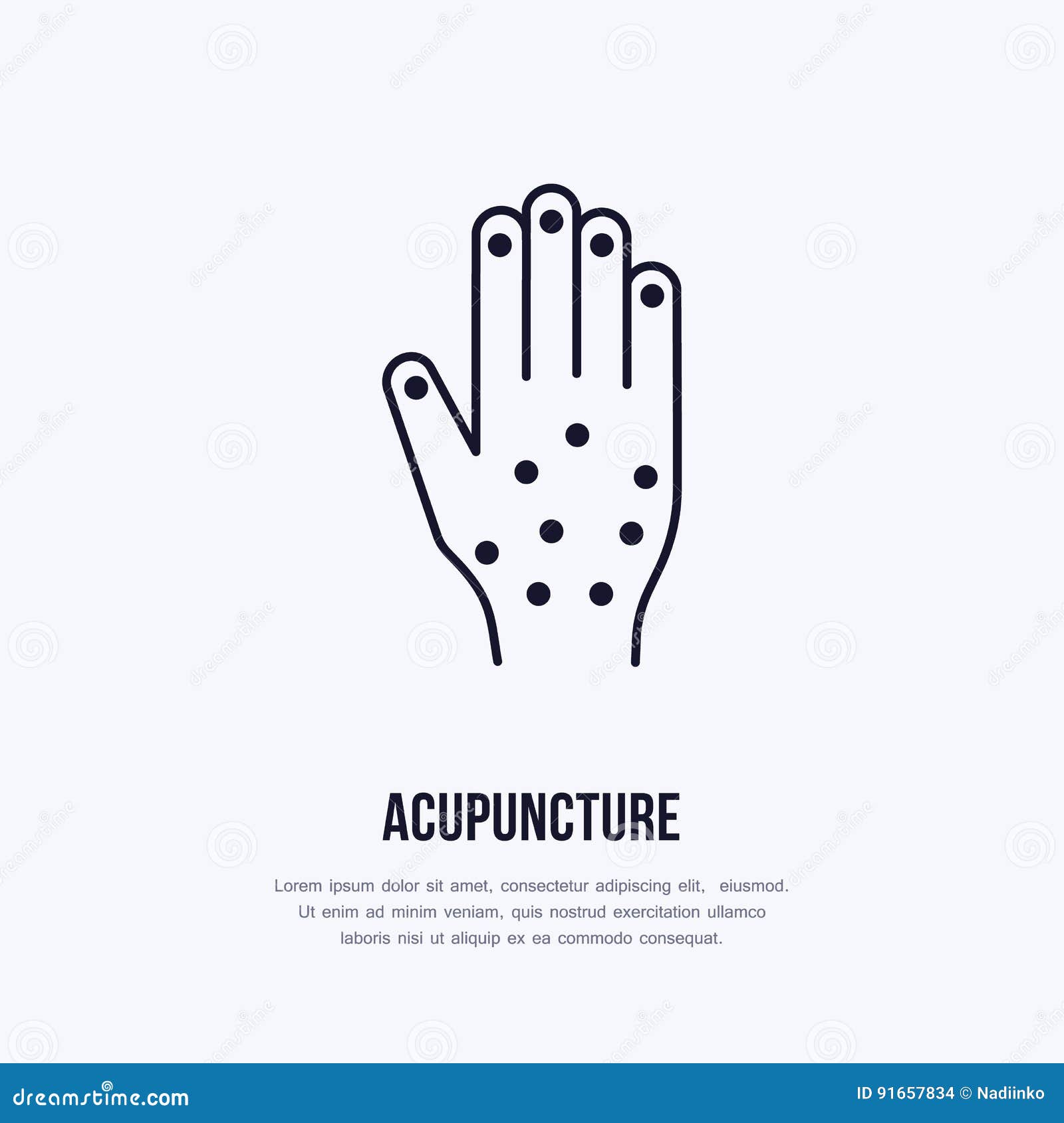 Acupuncture Flat Line Icon, Logo. Vector Illustration of Hand for ... Acupuncture Flat Line Icon, Logo. Vector Illustration of Hand for ...