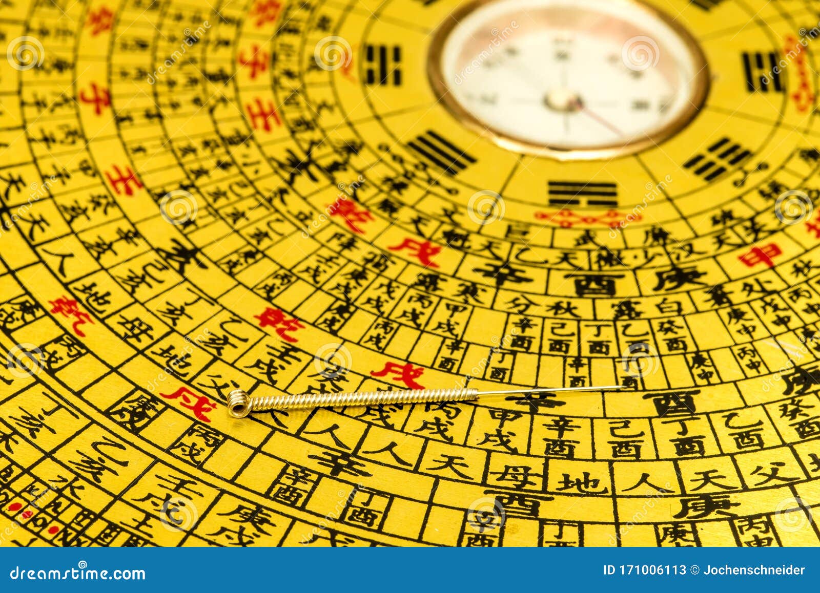 Acupuncture Needle on Chinese Feng Shui Compass Stock Image - Image of ...