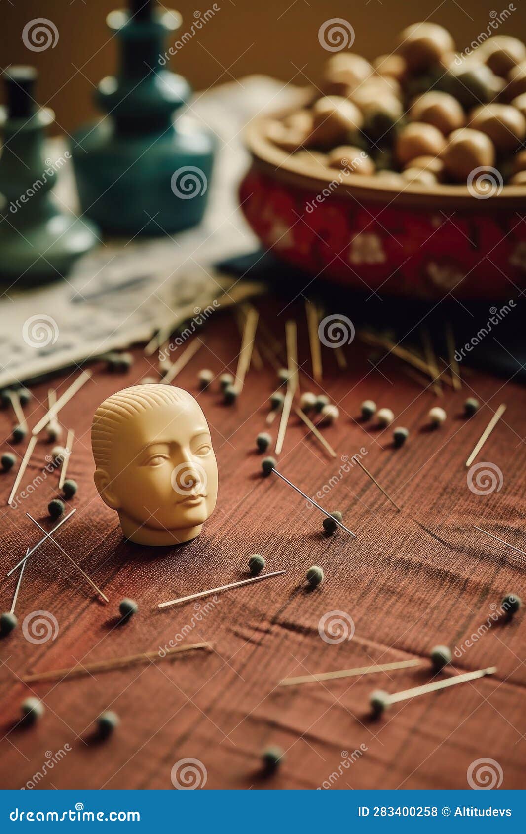 Acupuncture Needles on a Treatment Table Stock Illustration ...
