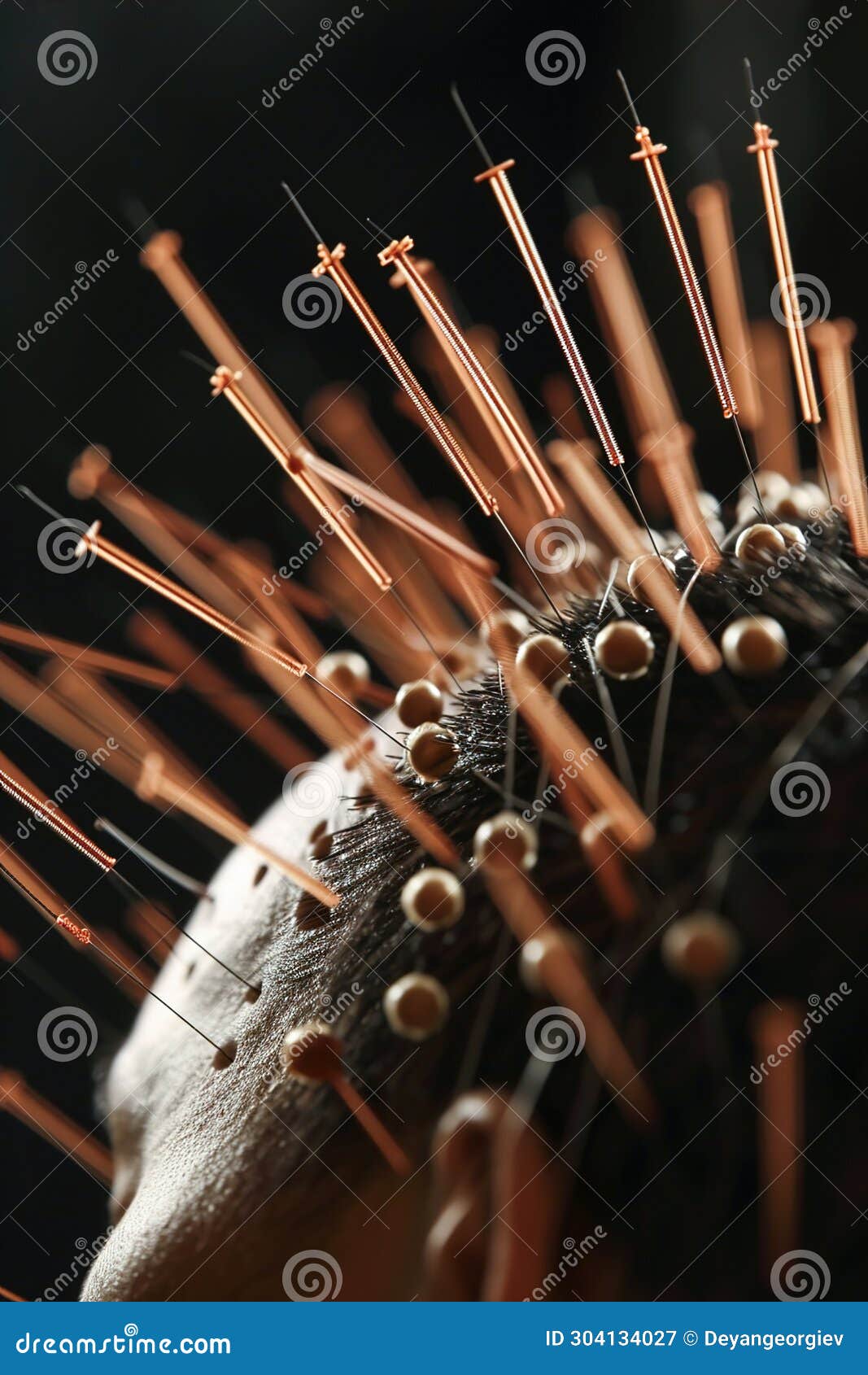 Acupuncture Sessions with Close-ups of the Process on the Head Stock ...