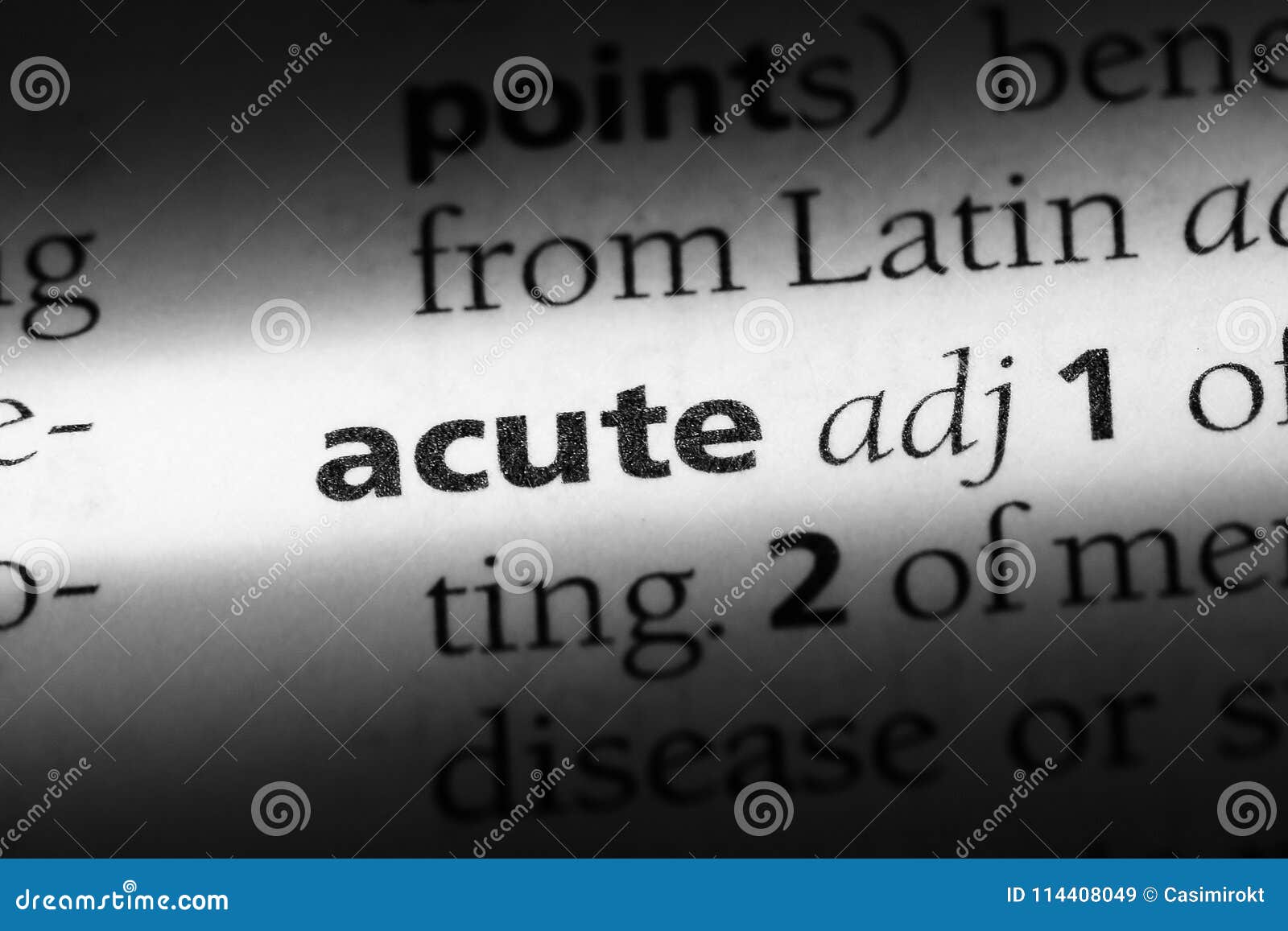 Acute stock image. Image of text, isolated, info, printed - 114408049