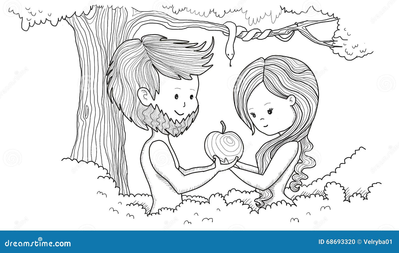 Adán y Eva stock de ilustración. Ilustración de cuadro - 68693320