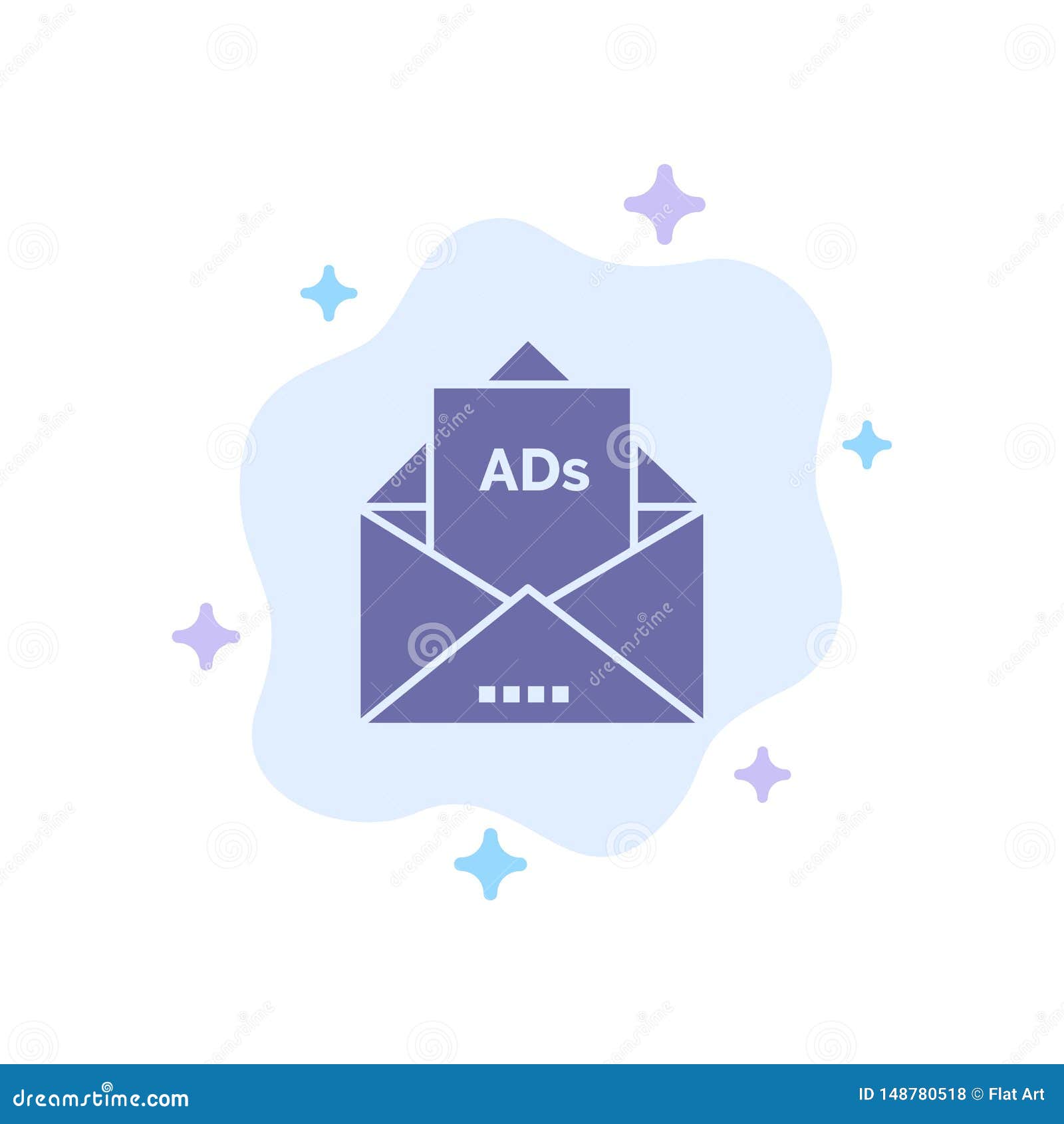 Ad, Advertising, Email, Letter, Mail Blue Icon on Abstract Cloud ...