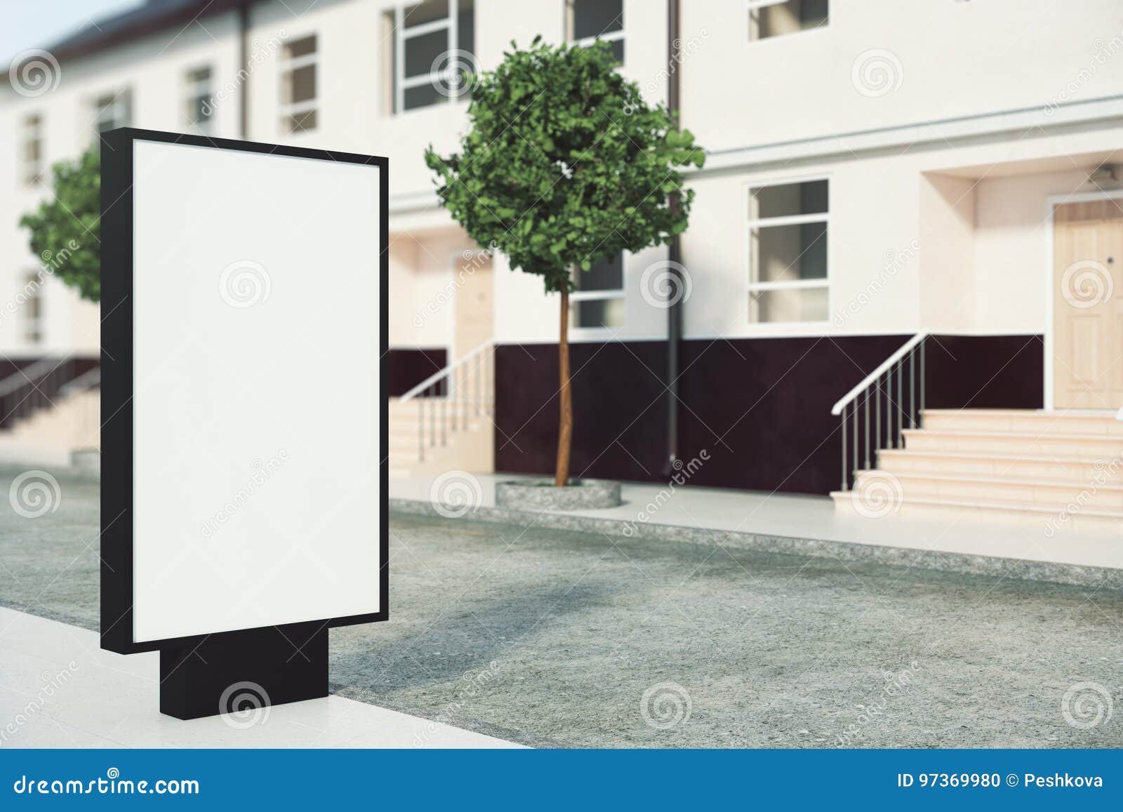 Ad Banner Placed Next To Building Stock Illustration - Illustration of ...