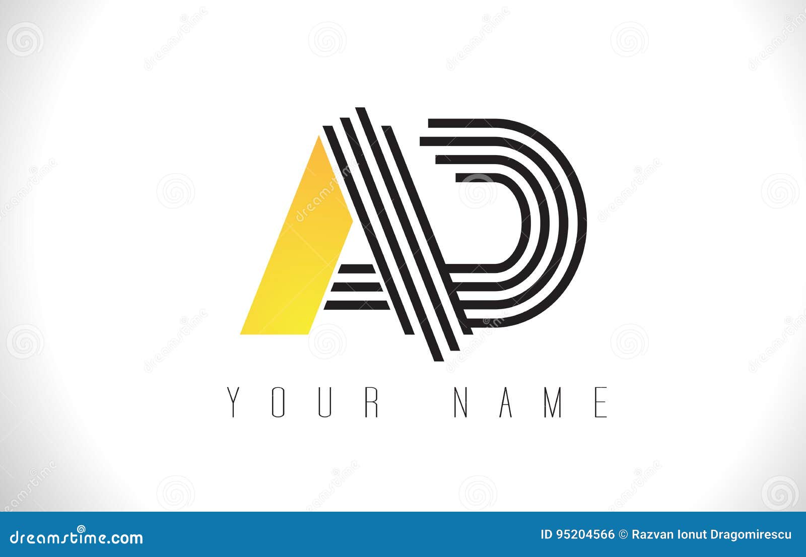 AD Black Lines Letter Logo. Creative Line Letters Vector Templat Stock ...
