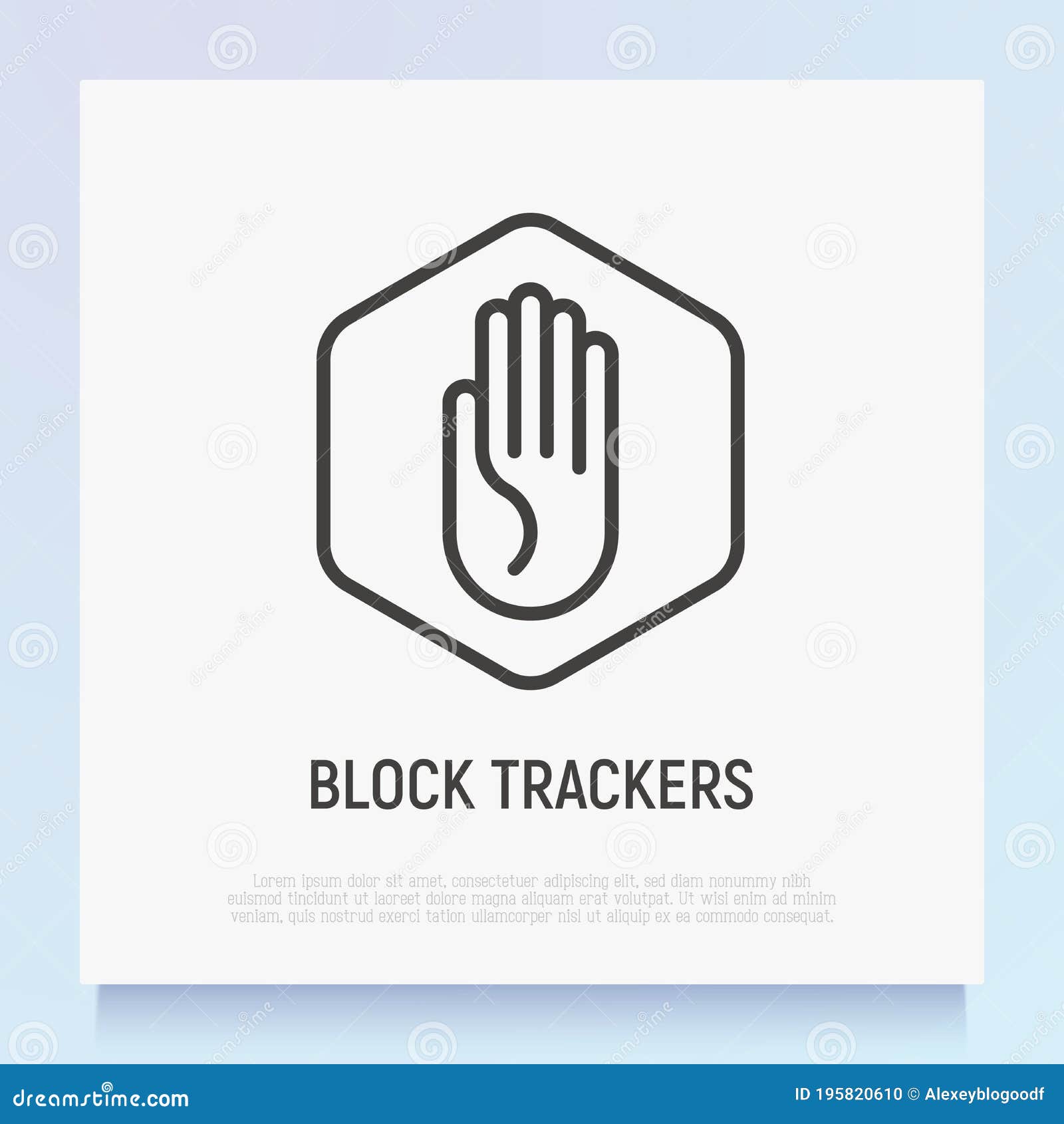 Ad Block Thin Line Icon: Hand Stop Sign. Modern Vector Illustration ...