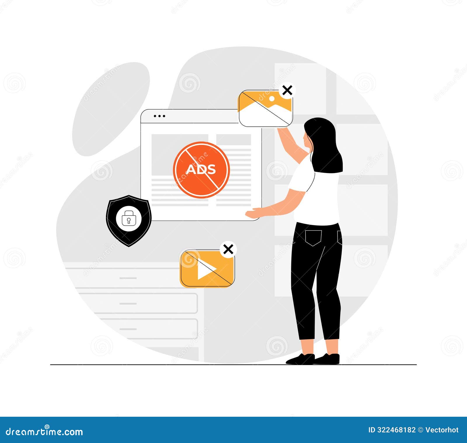 Ad Blocking Concept. No Advertising, Anti Spam Protection, without Ads ...