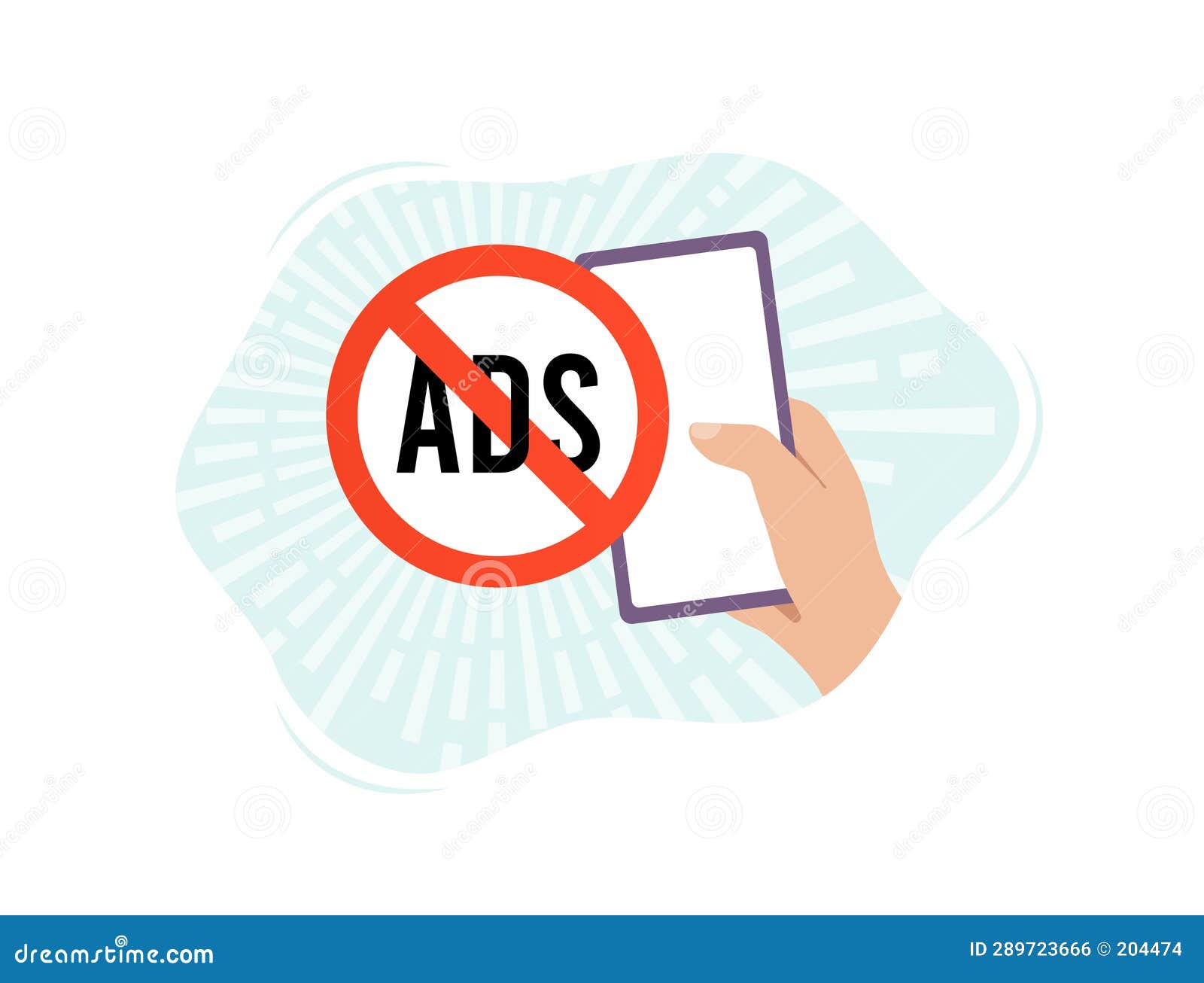 Ad Blocking Icon. Hand Holding Smartphone with Mobile Ad Blocker ...
