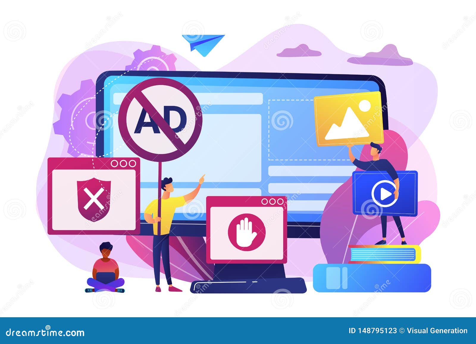 Ad Blocking Software Concept Vector Illustration. Stock Vector ...