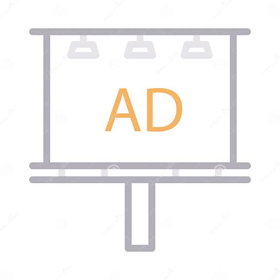 AD Board Thin Line Color Vector Icon Stock Vector - Illustration of ...