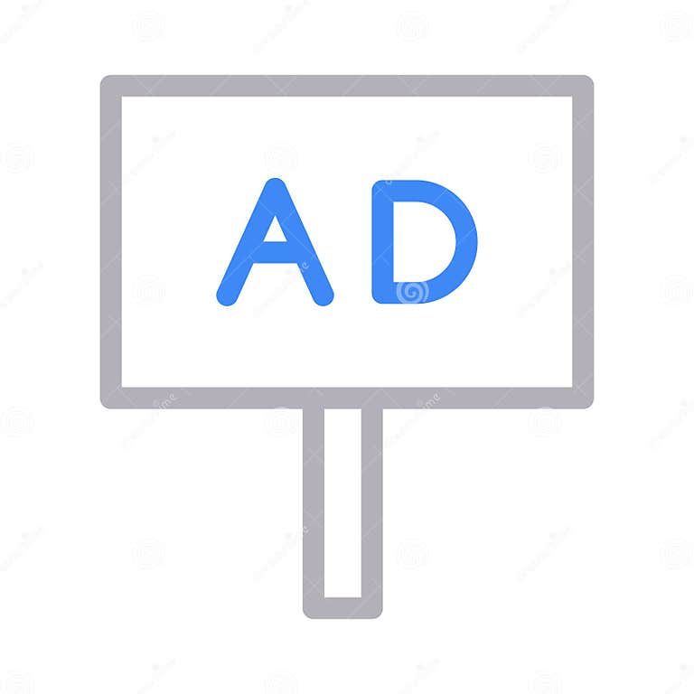 Ad Board Thin Color Line Vector Icon Stock Vector - Illustration of ...