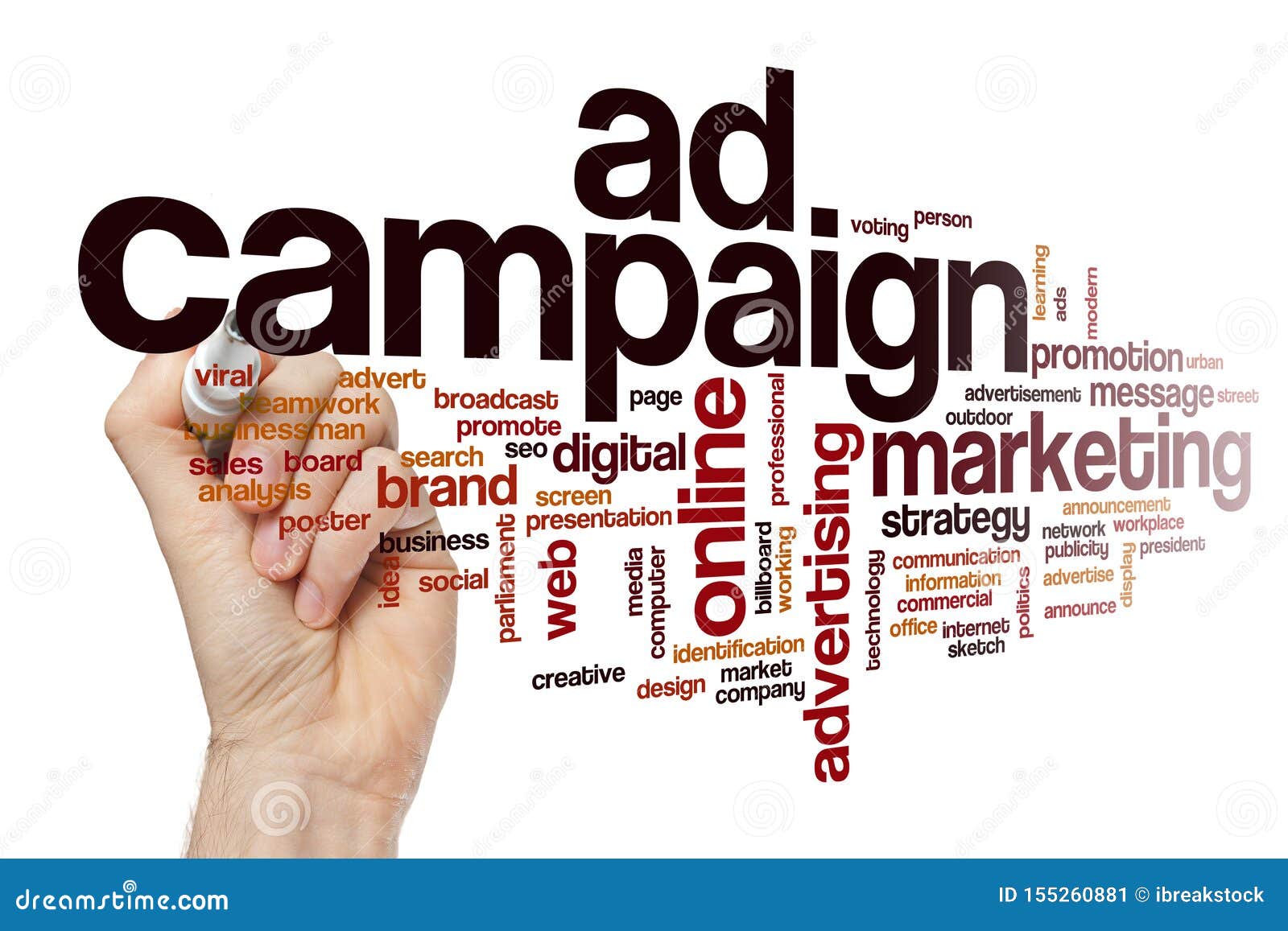 Ad campaign word cloud stock image. Image of advert - 155260881