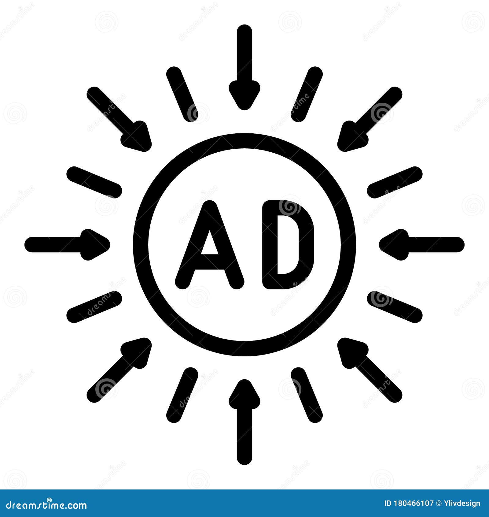 Ad in a Circle and Arrows Icon, Outline Style Stock Vector ...