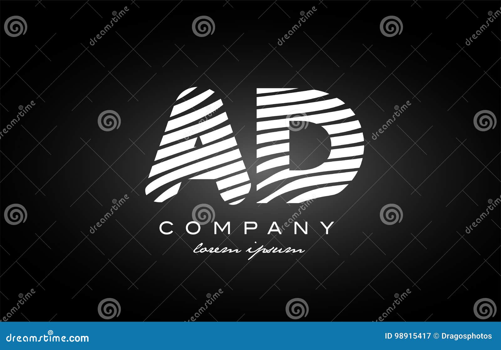 AD a D Letter Alphabet Logo Black White Icon Design Stock Vector ...