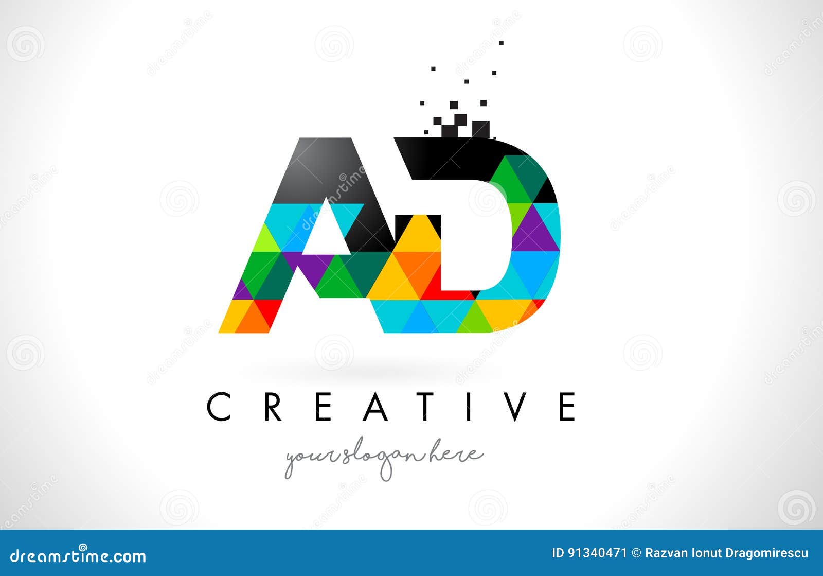 AD a D Letter Logo with Colorful Triangles Texture Design Vector Stock ...