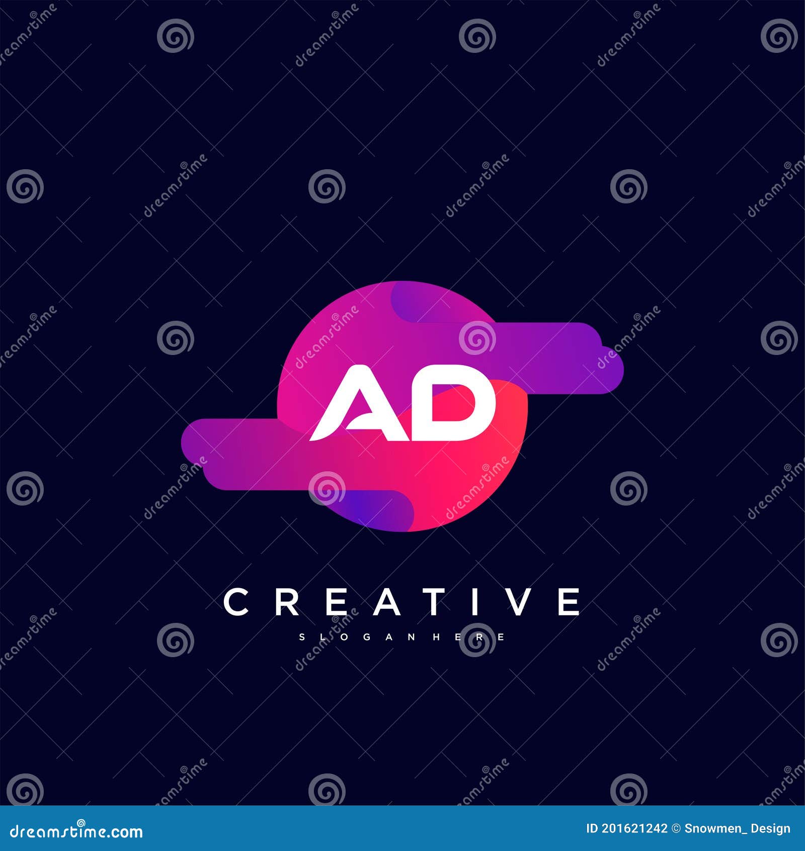 AD Initial Letter Logo Icon Design Template Elements with Wave Colorful ...
