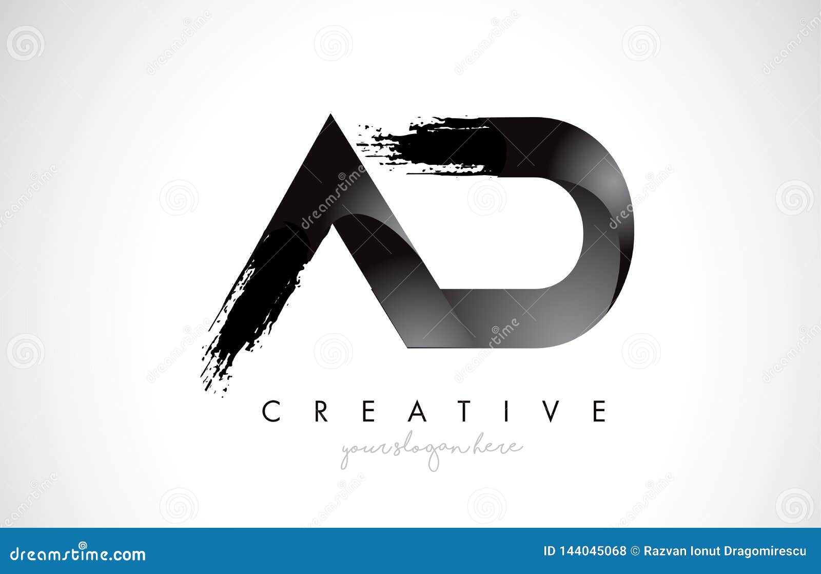 AD Letter Design with Brush Stroke and Modern 3D Look Stock Vector ...
