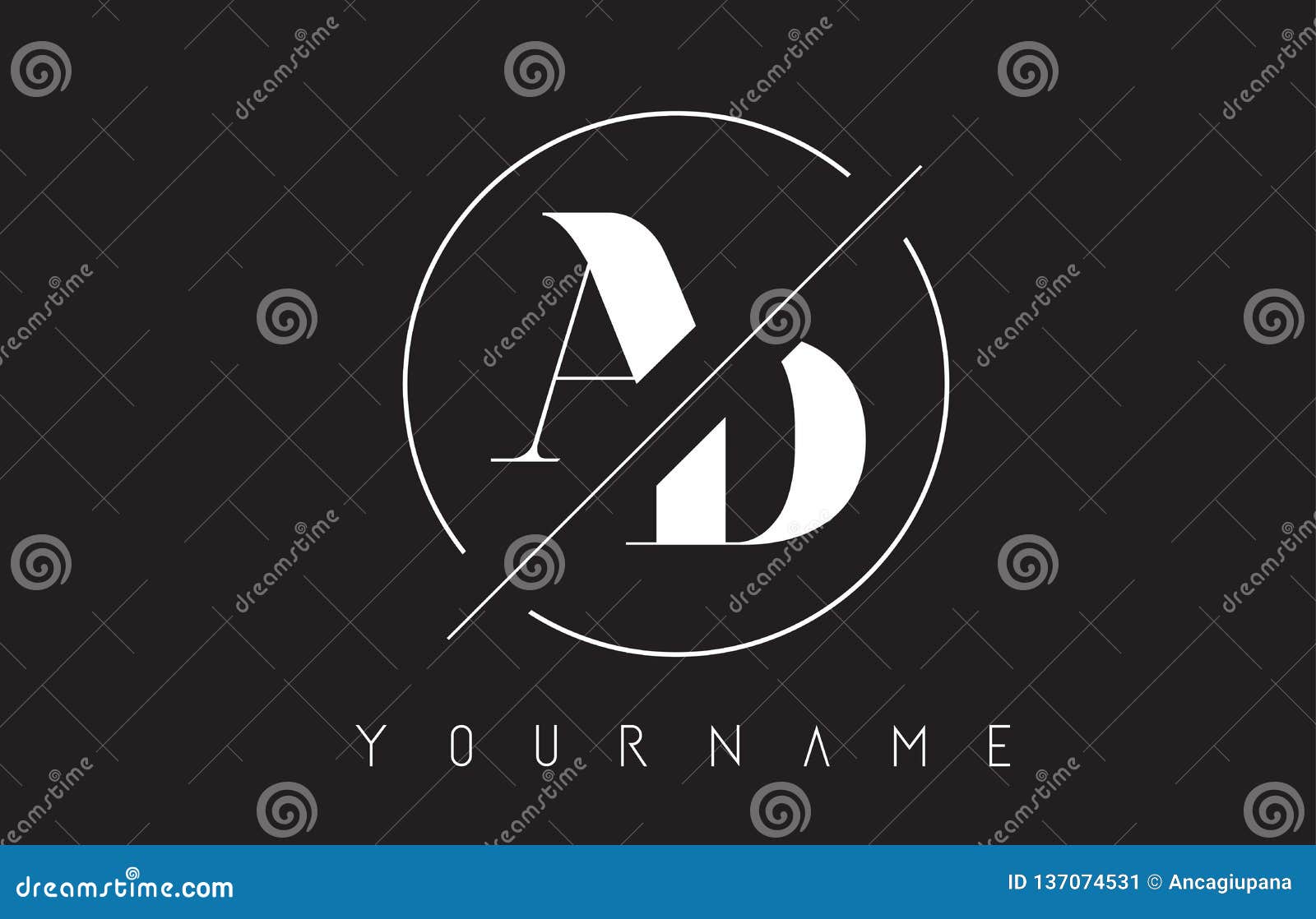 AD Letter Logo with Cutted and Intersected Design Stock Vector ...