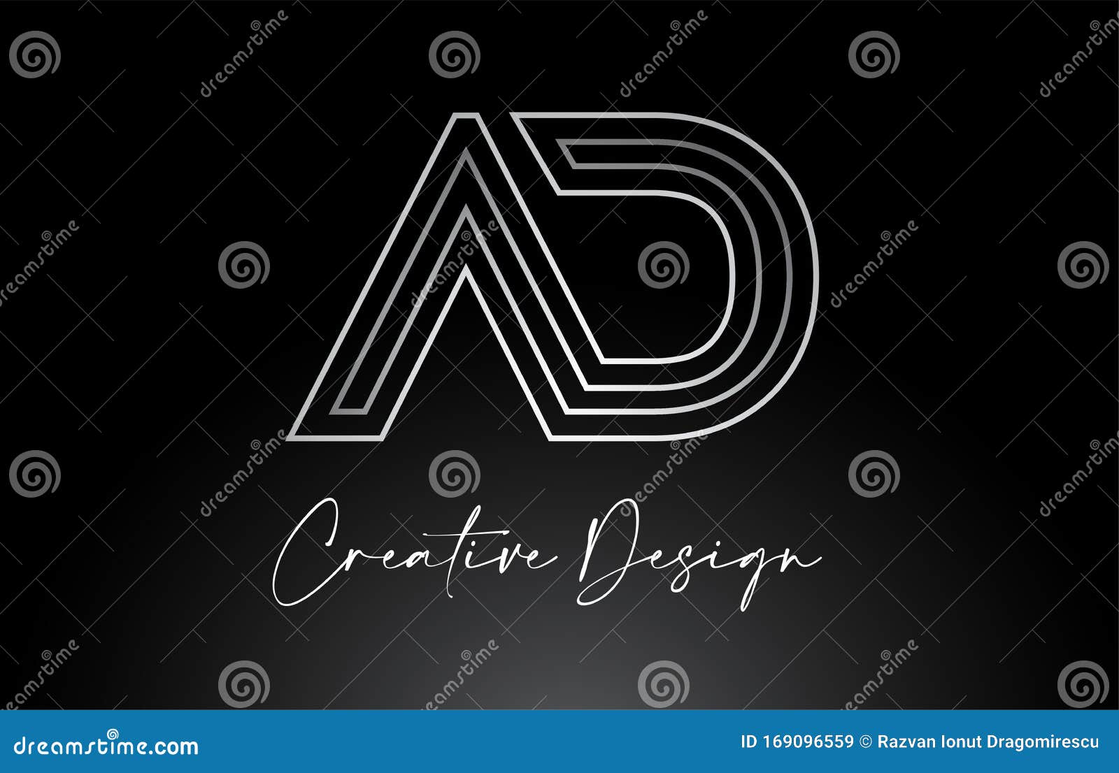 AD Letter Logo Design with Monogram Lines. Creative AD Logo Icon Vector ...