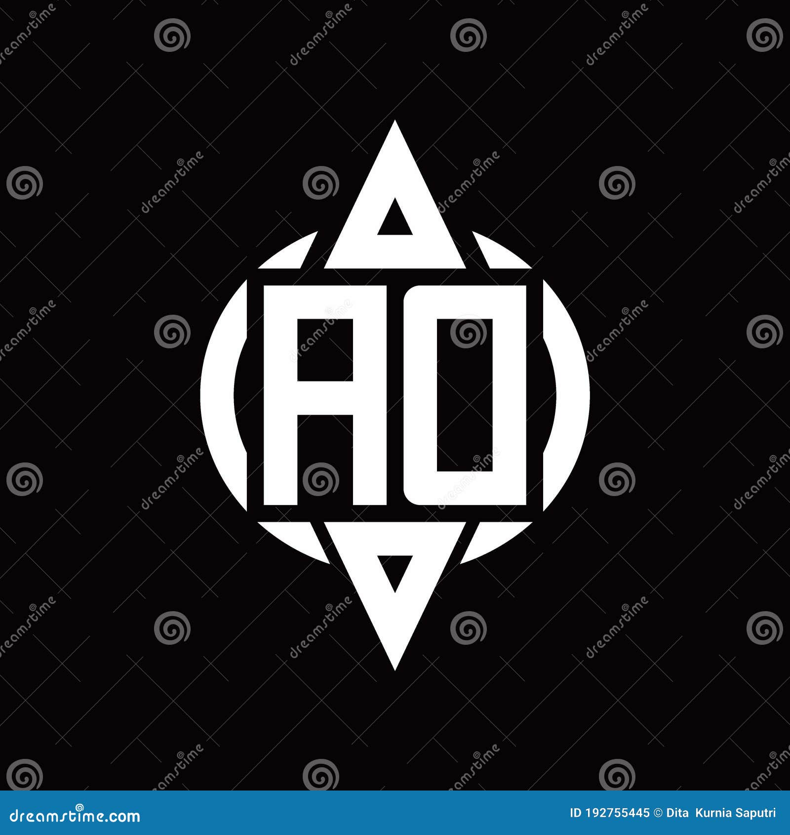 AD Logo with Circle Rounded Combine Triangle Top and Bottom Side Design ...
