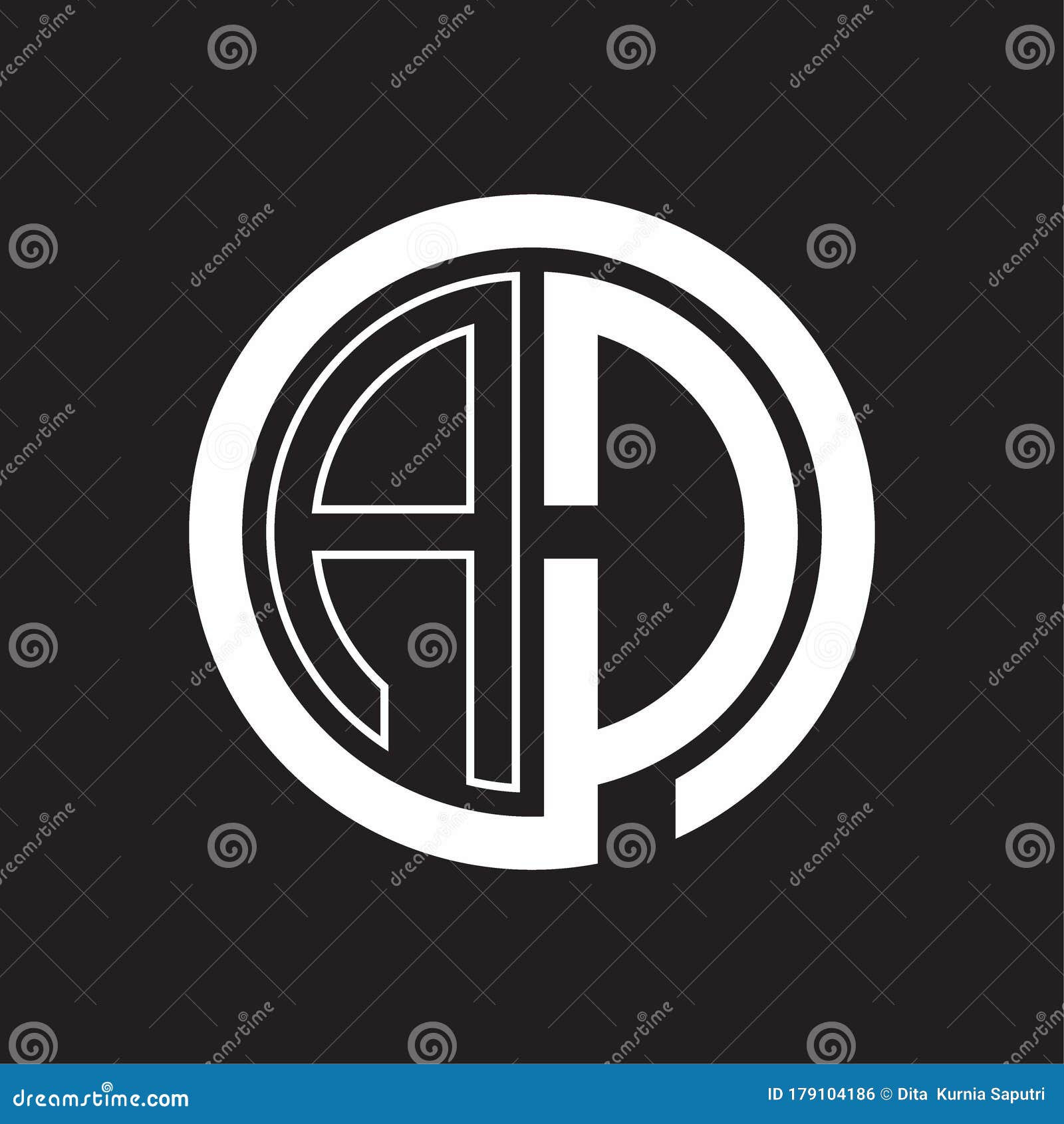 AD Logo with Circle Rounded Negative Space Design Template Stock Vector ...