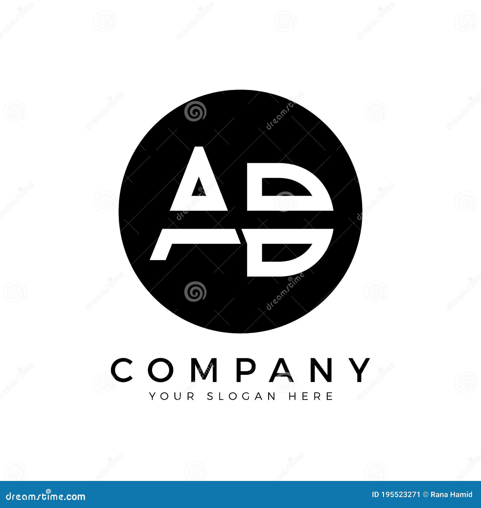 AD Logo Design Business Typography Vector Template. Creative Linked ...