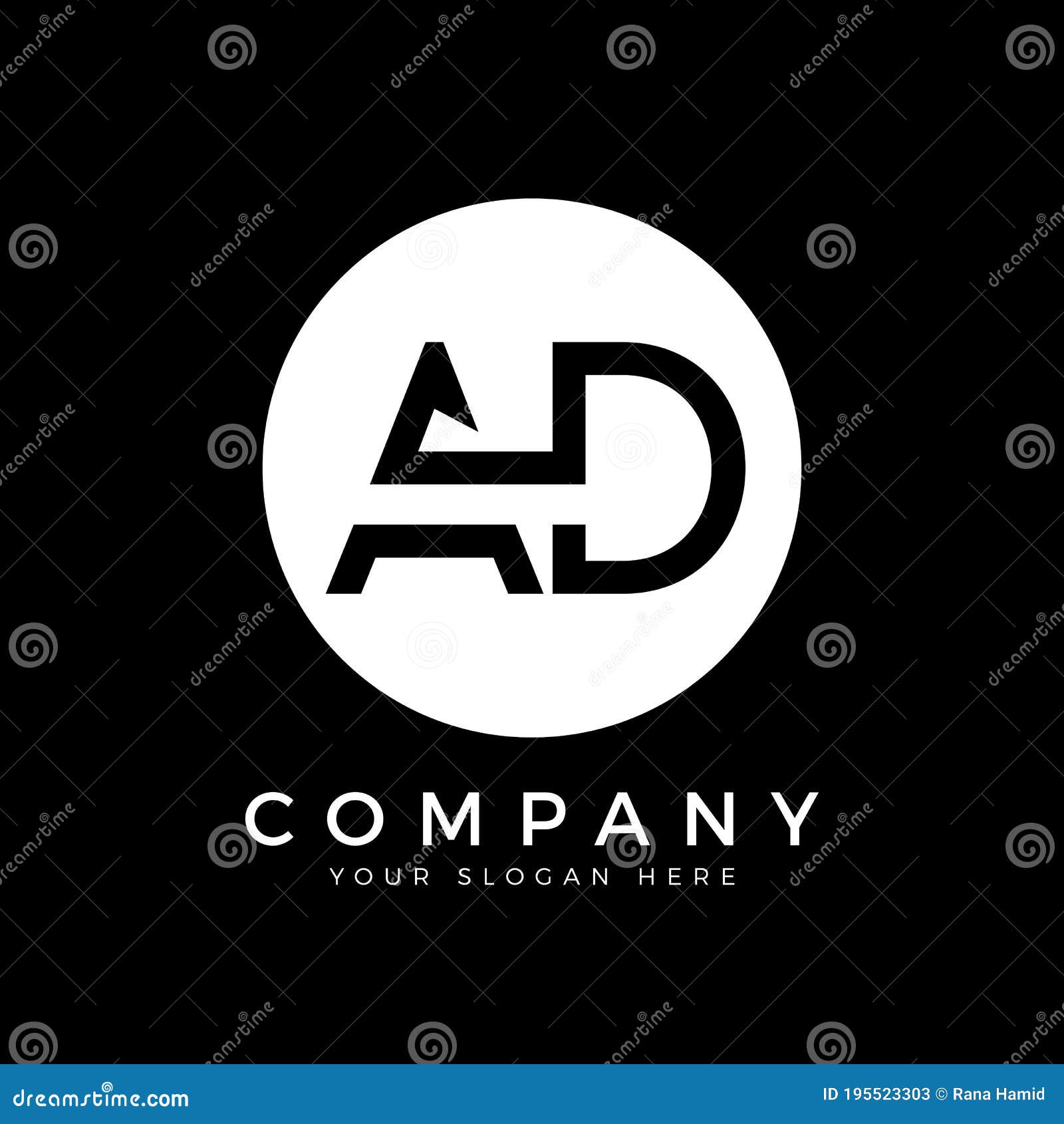 AD Logo Design Business Typography Vector Template. Creative Linked ...