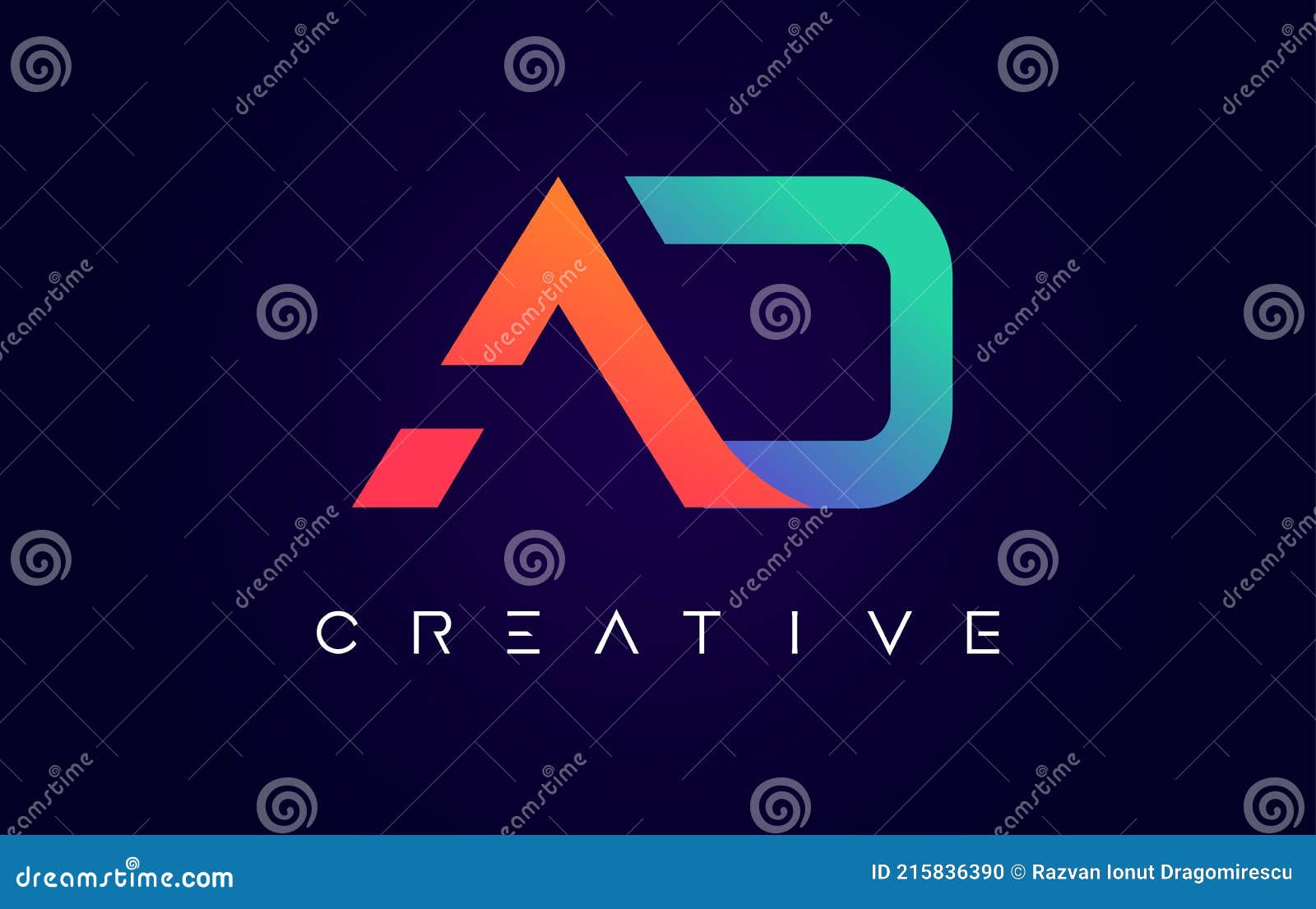 AD Logo Letter Design with Modern Creative Concept and Orange Blue ...